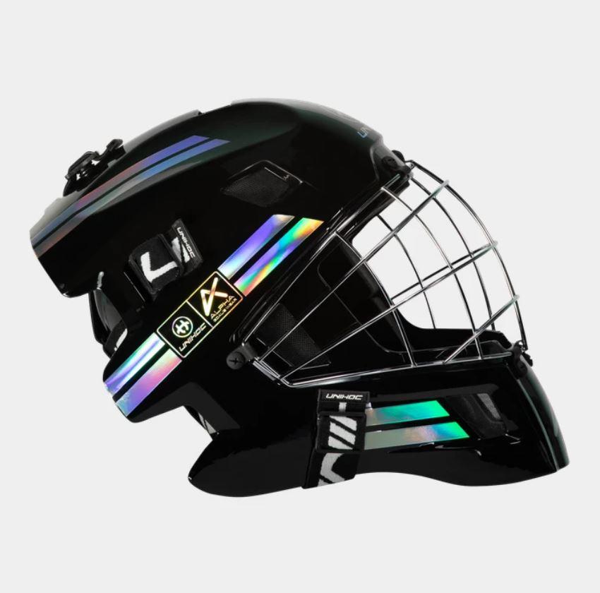 Unihoc ALPHA 44 Salibandymaalivahdin maski black/silver - Kuntokauppa.fi